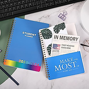 Student Planner 2023-2024 - 2023-2024 School Planner with Stickers, July 2023 - June 2024, 6.3" x 8.4", Academic Monthly & Weekly Planner/Agenda, Thick Paper + Holidays + Twin-Wire Binding - Blue