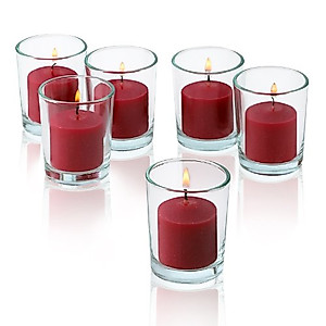 Red Votive Candles - Box of 12 Unscented Candles - 10 Hour Burn Time - Candles for Weddings, Parties, Spas and Decorations