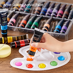 Shuttle Art 30 Colors Acrylic Paint Set, 36ml Tubes with 3 Brushes, Artist Grade Acrylic Paint, for Kids Adults Beginners, Painting on Crafts Canvas Wood Rocks