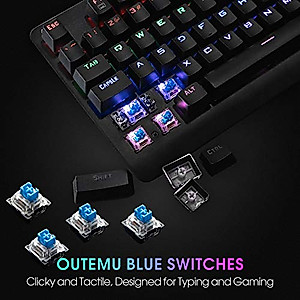 E-YOOSO Mechanical Keyboard K600 Blue Switches 104 Keys Gaming Keyboard 9 Modes LED Backlit Rainbow USB Wired Keyboard for Desktop Computer Laptop Windows PC