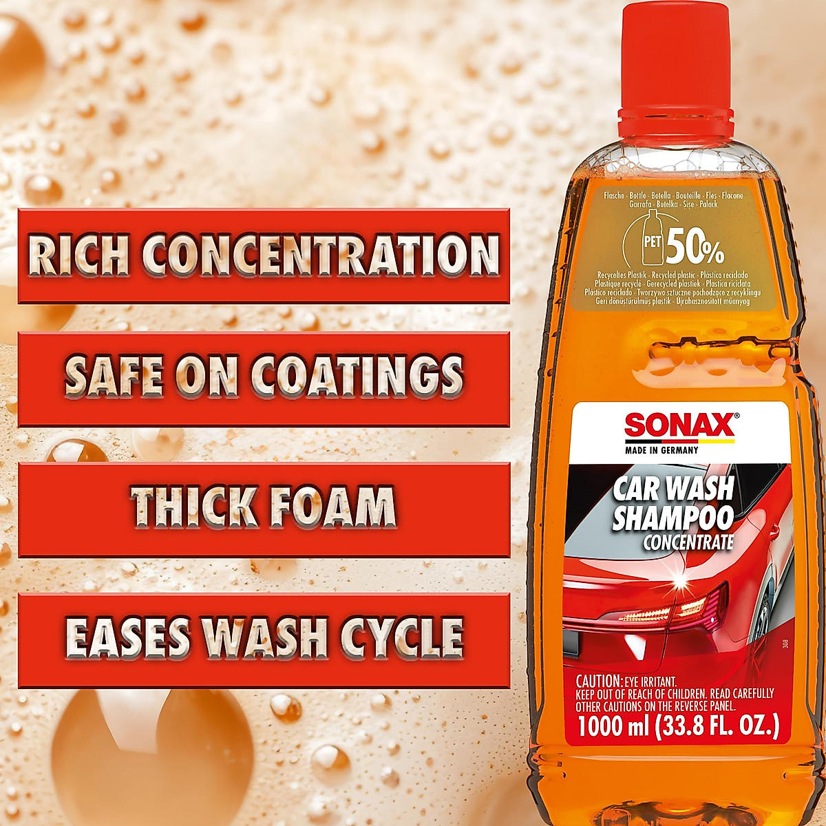 Sonax 314300-755 Car Wash Shampoo Concentrate, 33.8 fl. oz.