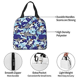 Majoug Funny Shark Lunch Bags Cooler Tote Organizer Bags Reusable Lunch Box