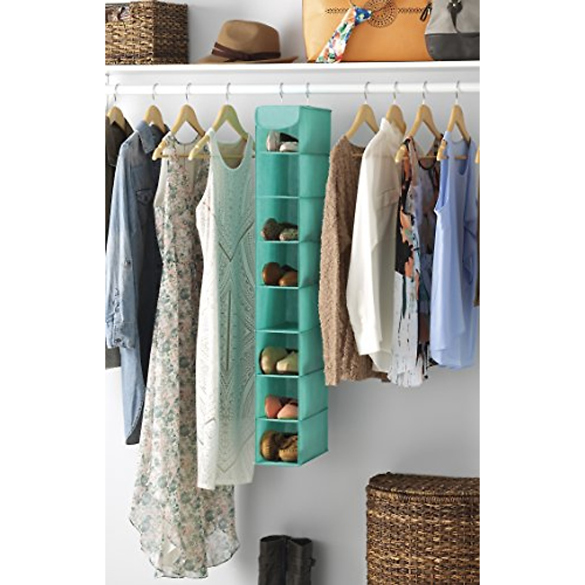 Whitmor 8 Shelf Hanging Shoe Shelves, Turquoise