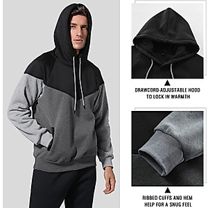 Niceif Men's Fleece Pullover Heavyweight Long Sleeve Hoodie Sweatshirt, Black Dark Grey XL