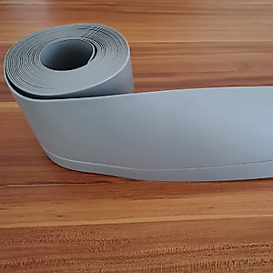 DAILISEN Vinyl Flexible Wall Base Baseboard Molding Trim,Floor Molding,19.68ft L × 3.94in W,Crease Design for Easy Installation. Cover The Crevices to Avoid Trapping Dust.Grey