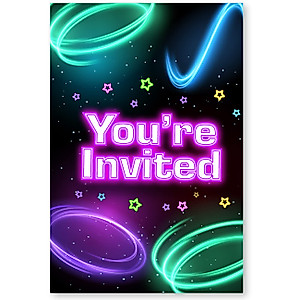Soiceu Colorful Arcade Birthday Party Invitations with Envelopes Set of 20 Video Games Arcade Birthday Party Invites