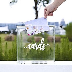 WHSLILR 10” Acrylic Card Box - Wedding Card Box for Reception, Birthday, Party, Money Box, Wishing Well, Graduation Party, Elegant Large Clear Card Box