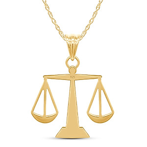 AFFY 14K Yellow Gold Over 925 Sterling Silver Scales of Justice Pendant Necklace