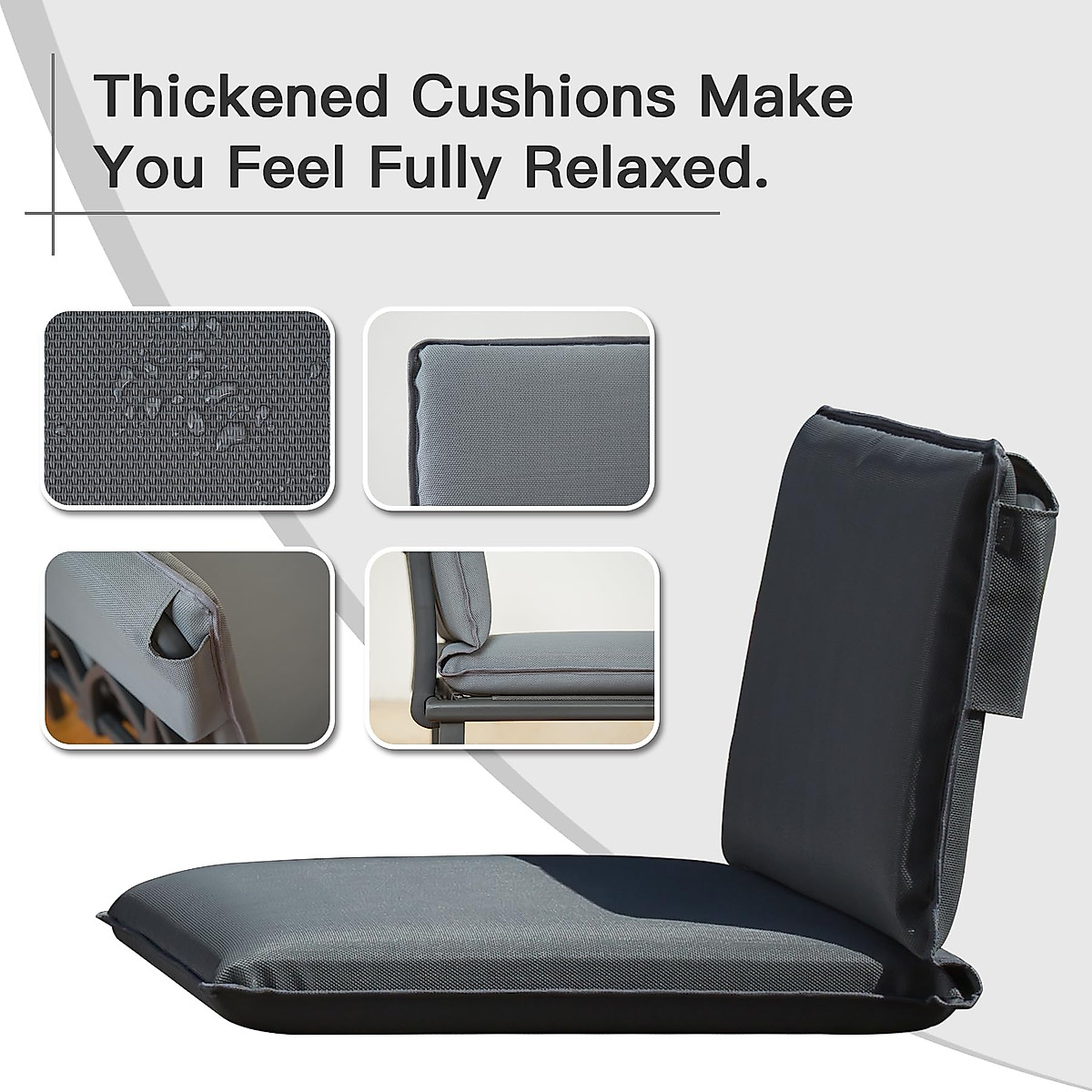 Domi Outdoor Chairs Set of 2 with Side Table, All-Weather Modern Plastic Metal Dining Chairs Patio Furniture with Arms & Removable Gray Cushions for for Balcony, Backyard, Pool, Porch