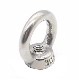 Eowpower 5 Pieces 304 Stainless Steel M6 Ring Eye Bolt Threaded Nuts