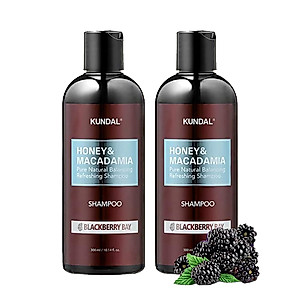 KUNDAL Honey&Macadamia Hydro-Intensive Moisture Premium Nature Hair Shampoo [Blackberry Bay] Sulfate Free, Macadamia Oil for Damaged Hiar care, Deep Clean & Hydration 1,000ml (300ml x2ea)