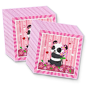 Pink Panda Birthday Party Supplies Set Plates Napkins Cups Tableware Kit for 16