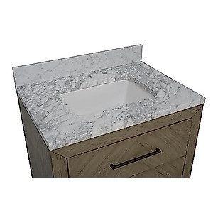 Avery 30-inch Bathroom Vanity (Carrara/Gray Oak): Includes Gray Oak Cabinet with Stunning Carrara Marble Countertop and White Ceramic Sink