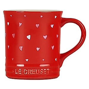 Le Creuset L'Amour Collection Stoneware 14oz Mug, Cerise with Heart Applique