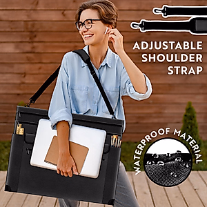 Generic Portafolio for Artwork,Tote Bag, 23x26 inches, Large Carrying Case with Handle and Adjustable Shoulder Strap,Artist Portfolio Case with 5 Storage Bag,Black Carring Storage Case For Art Poster