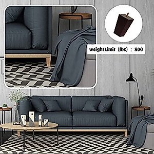 Txcucc Sofa Legs Square Bed Feet 2 inch Wood Replacement Leg for Furniture Set of 8, Dark Brown…