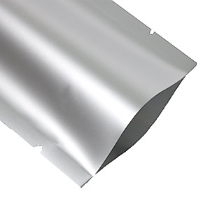 100x Silver/Silver/Silver Long Flat Open Top Bags with Oval Window 6x20cm (2.3x7.8")