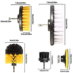 Monrand 19Pcs Detailing Brush Set Car Cleaning Kit Car Wash Kit for Car Interior Cleaning kit，,Car Wheel Brush,Air Outlet Brush, Wire Brush,Drill Brush Set,Polishing Pads Kit(Yellow)