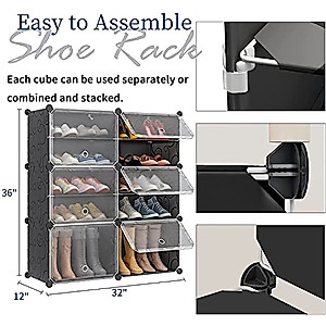 Aeitc 100 Pairs Shoe Rack Organizer Shoe Organizer Expandable Shoe Storage Cabinet Narrow Standing Stackable Space Saver Shoe Rack for Entryway, Closet with Hook and Side Shelf,Black