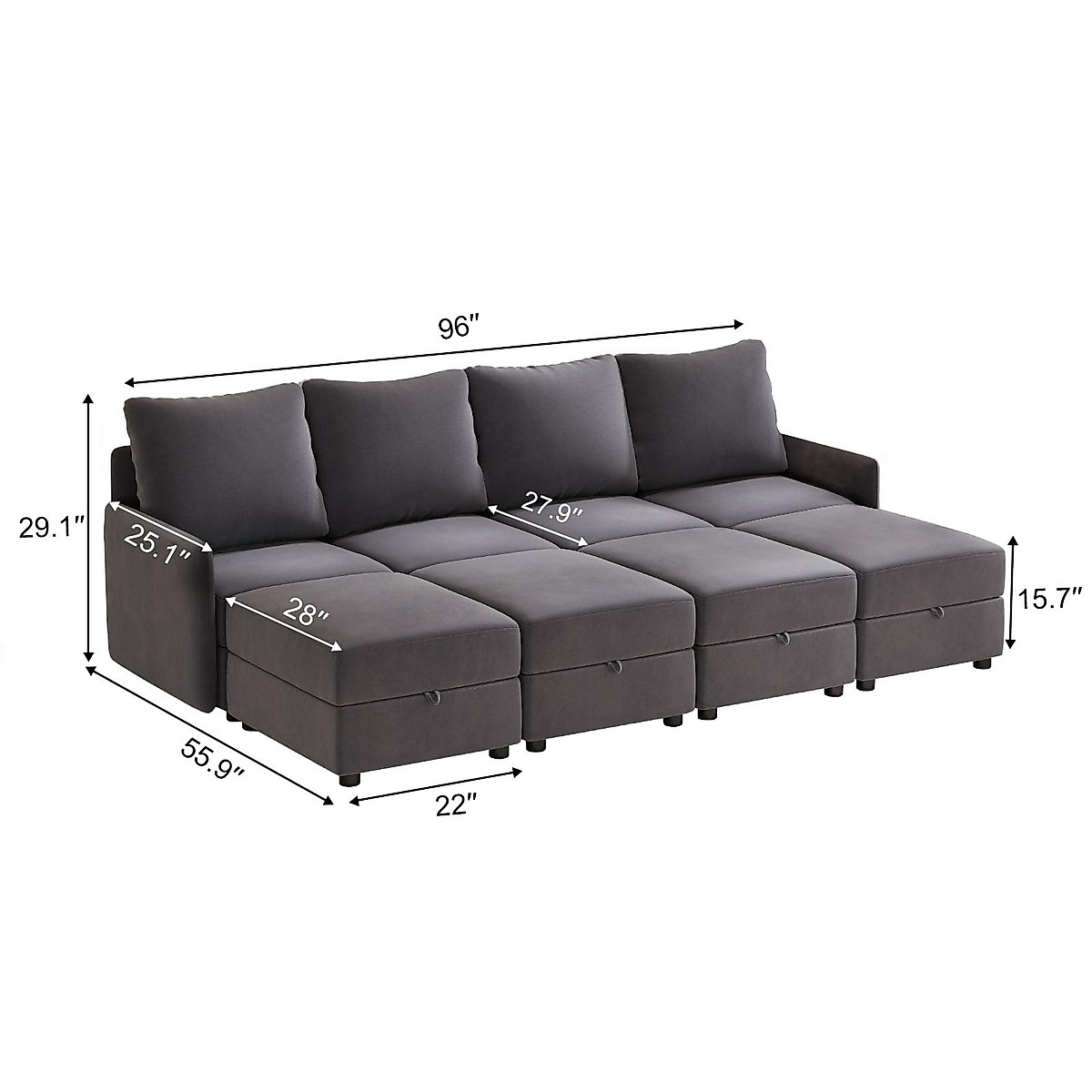COMHOMA Convertible Sectional Sofa for Living Room, Free Combination L/U Shaped Sofa with Storage Chaise for Living Room, Apartment and Small Space 8 Seaters(4+4)