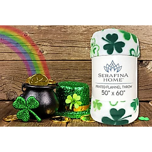 St. Patrick's Day Soft Throw Blanket: Greens of Ireland Clovers and Shamrocks Design (Shamrock Shenanigans)