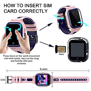 Wonlex 4G Kids Smartwatch with SIM Card, GPS Smart Watch for Kids, 1.4" Touch Screen Phone Watch with Video Calls, Voice Chat, SOS, Camera, Pedometer, Alarm, Music Player for Boys and Girls(Pink)