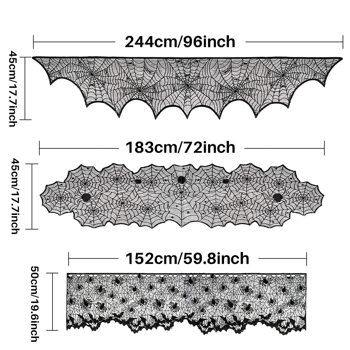 Halloween Party Decorations Indoor - Halloween Decor Set included Spider Web Fireplace Scarf Spider Web Table Runner And Cobweb Lampshade Perfect for Halloween Home Party Supplies Spider Web Decorati