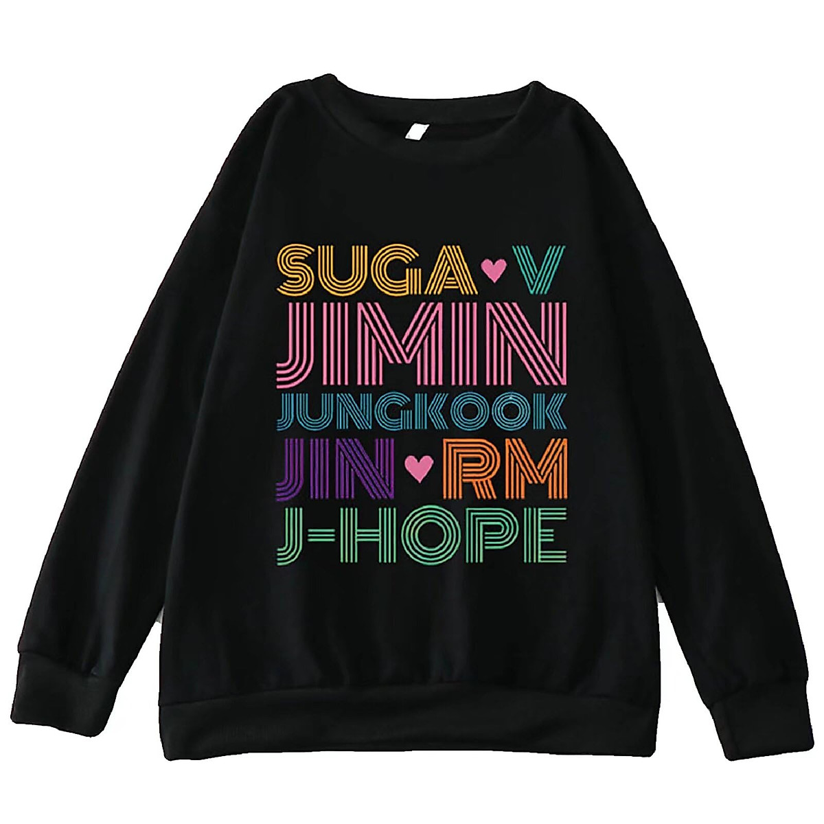 Kpop Pullover Sweater Jungkook Suga Jin J-Hope Long Sleeves Sweatshirt Coat Black