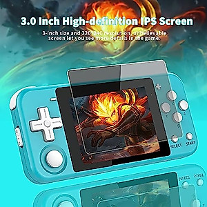 Handheld Game Console 3 inch IPS Screen with 64G TF Cards-Free Games, Mini Retro Open Source System Games Consoles, Compatible with 12 Simulators, Portable Pocket Hand Held Game Video Consoles (Blue)