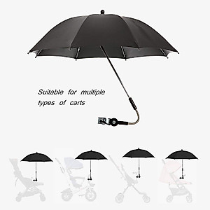 Ganwawo Baby Strollers Umbrella,Universal Baby Parasol 85cm,360 Degree rotatable Parasol, UV Protect Pushchair Sun Umbrella (Black)