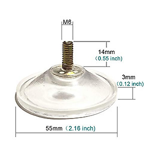 DANXQ Strong Thickened Sucker Clear PVC M6 Thread Screw Suction Cup Hook with Lock Nut for Enhanced Suction,Diameter 5.5 cm (2.16"),6 Pieces,Recommend