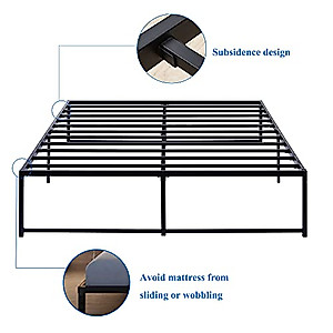 VECELO 14 Inch Queen Size Metal Platform Bed Frame,Industrial（2 Set）