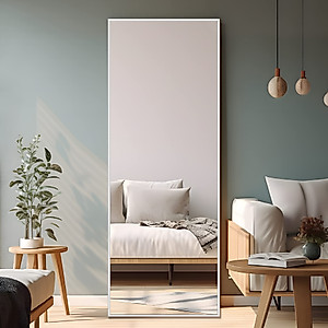 NeuType Full Length Mirror Floor Mirror with Standing Holder Bedroom/Locker Room Standing/Hanging Mirror Dressing Mirror (Silver), 65"x22"