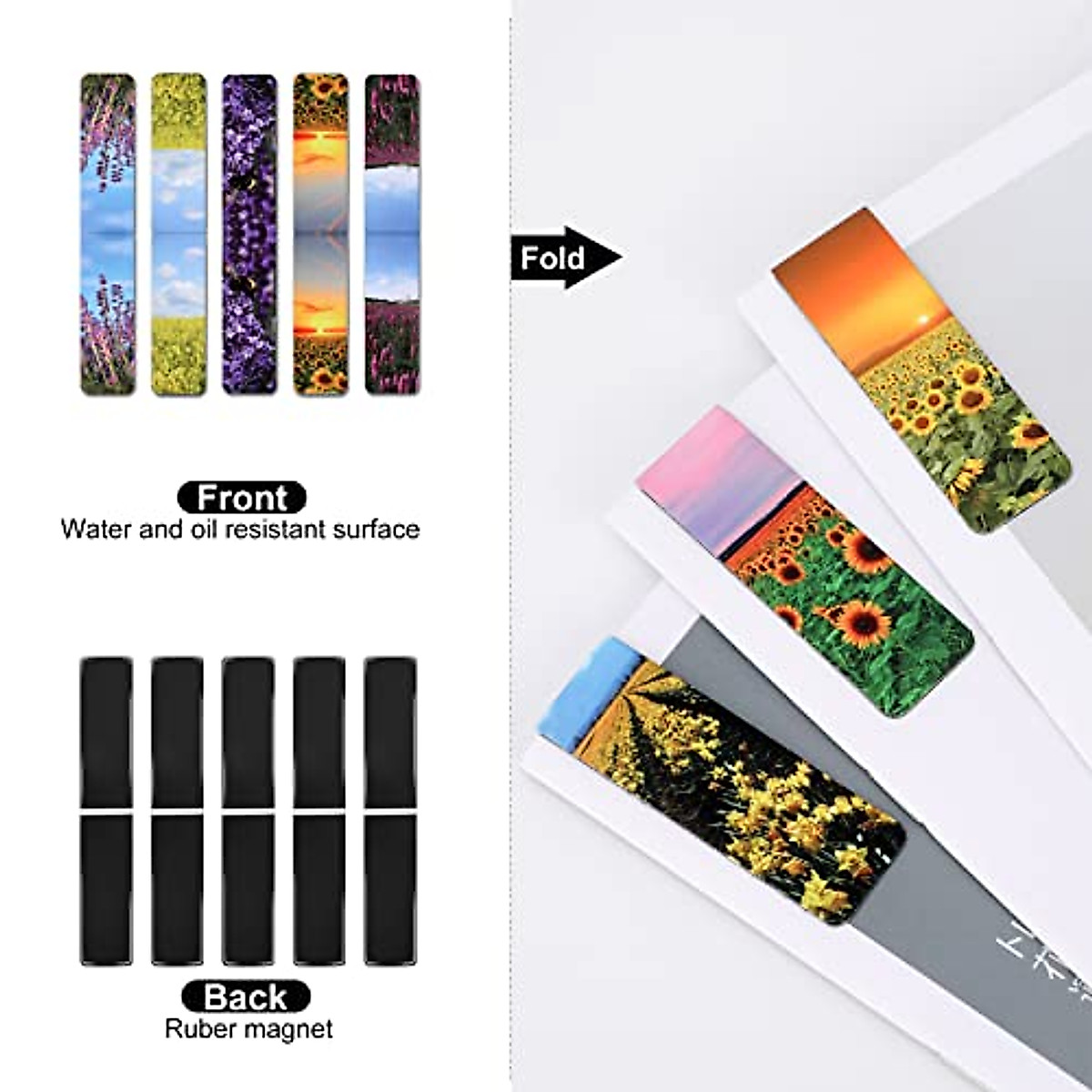 MWOOT 30Pcs Flowers Magnetic Bookmarks, Magnet Reading Book Marks Set for Mother’s Day, Double-Sided Page Clips Kit, Book Markers in Bulk for Home Office School Stationery Supplies(15 Styles, 6x2CM)