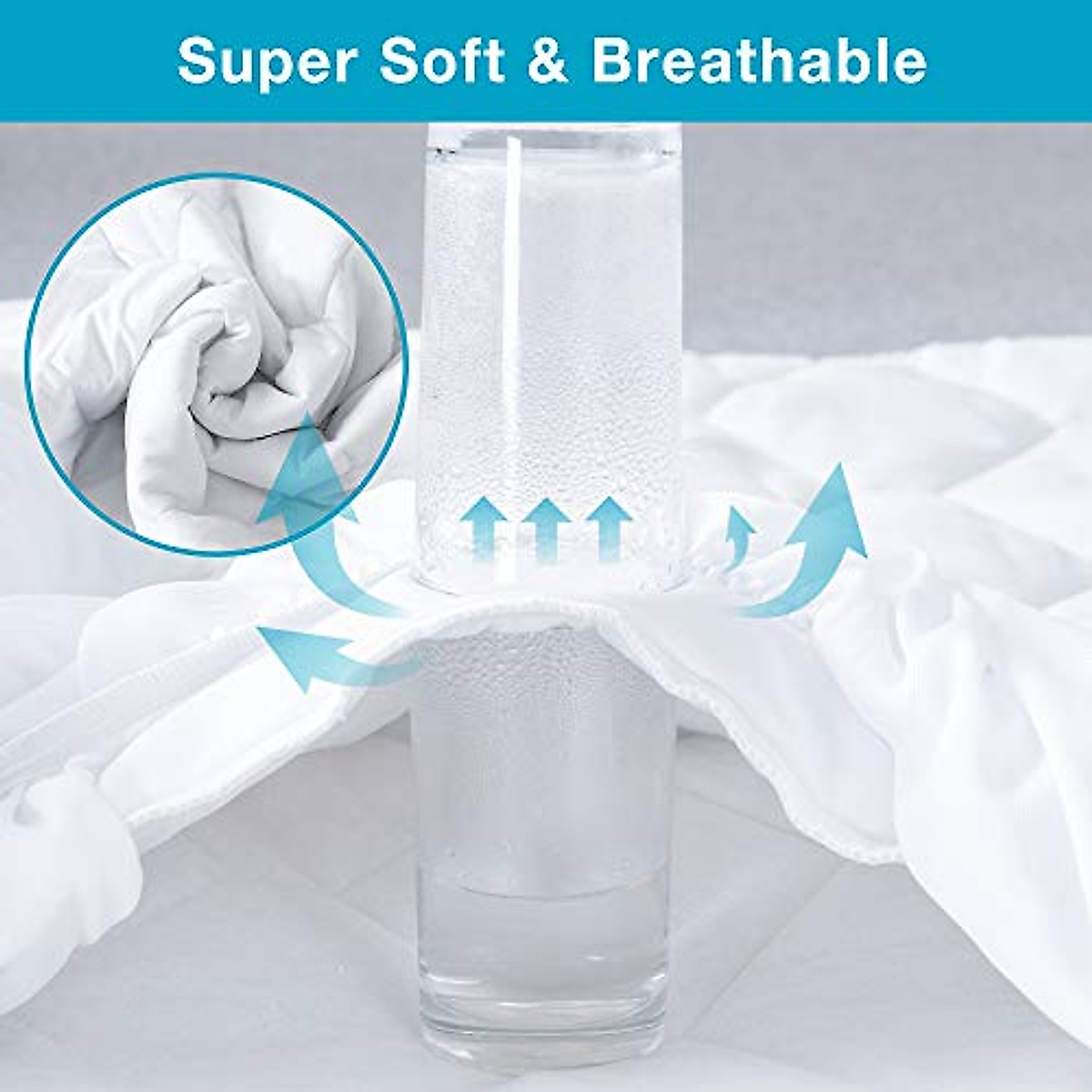 Full Size Mattress Protector, Waterproof Breathable Noiseless Full Size Mattress Pad with Deep Pocket for 6-16 inches Mattress, White