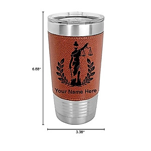 LaserGram 20oz Vacuum Insulated Tumbler Mug, Lady Justice, Personalized Engraving Included (Faux Leather, Basketball Style)