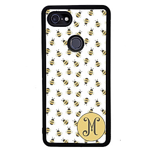 Honey Bumble Bee Personalized Black Rubber Phone Case Compatible With Google Pixel 8 Pro, 8a, 8, 7a, 7, Pixel 7 Pro, 6a, Pixel 6 Pro, 6, 5, 4a 5G, 4a 4G, 4, 4 XL, 3a, 3a XL, 3, 3 XL, 2 XL, 2