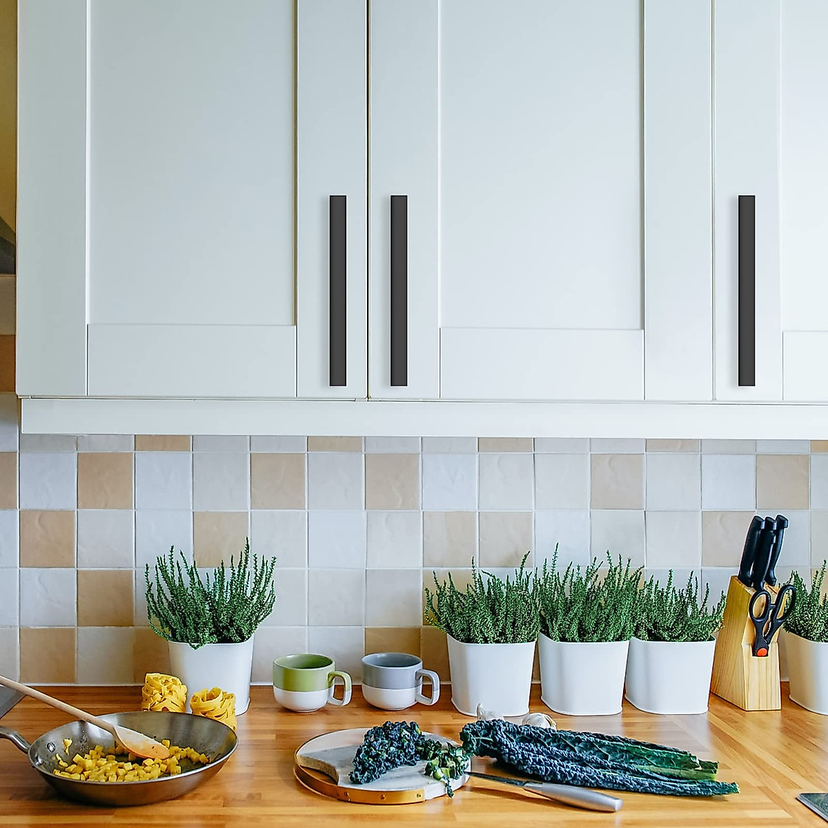 Asidrama 10 Pack 5 Inch(128mm) Matte Black Kitchen Cabinet Handles, Cabinet Pulls Kitchen Cabinet Hardware Cupboard Handles Drawer Pulls