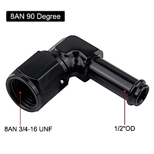 EVIL ENERGY 8AN Female to 1/2" Barb Hose Fitting 90 Degree Swivel