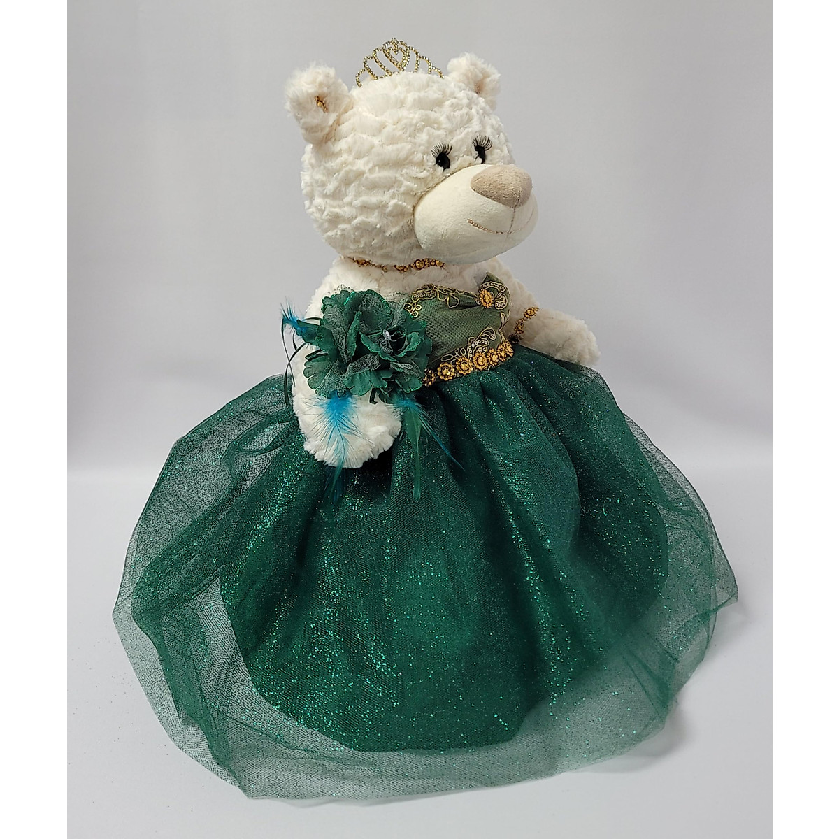 KINNEX COLLECTIONS SINCE 1997 20" Quince Anos Quinceanera Last Doll Teddy Bear with Dress (Centerpiece) ~ ARC16831-33 (Emerald Green)