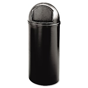 Rubbermaid Commercial Products Marshal Classic Container, Round Trash Can, 15 Gallons, Black, Outdoor for Parks/College Campuses/Outdoor Shopping Malls