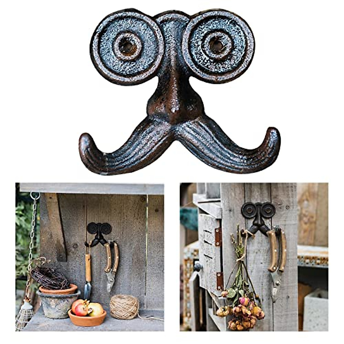 Leefasy Cast Iron Old Man Hook Beard-Shaped Decorative Coat Hanger Rack Keys Holder for Home