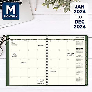 AT-A-GLANCE 2024 Weekly & Monthly Planner, Quarter-Hourly Appointment Book, 8-1/4" x 11", Large, Recycled, Monthly Tabs, Green (70950G6024)