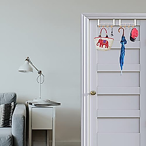 Zagxuade 2Pack Over The Door Hooks , White Door Hangers for Hanging Towels, Clothes, Robe, Hat, Tote Bag, Umbrella