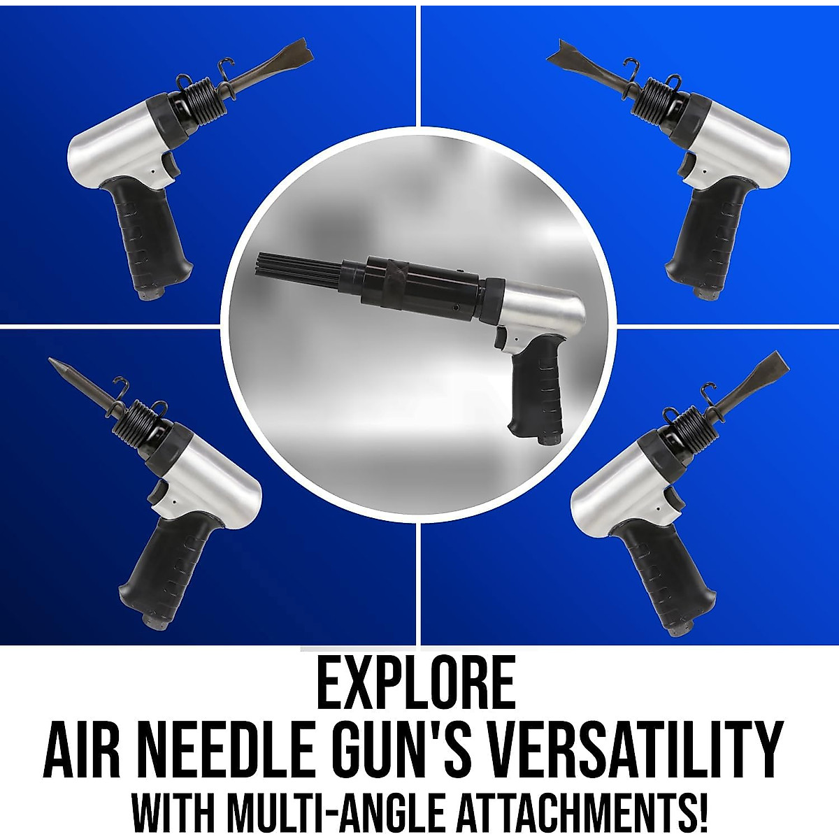 LE LEMATEC Air Needle Scaler with Hammer Chisel Kit, 4800 BPM Pneumatic Needle Gun for Metalworks, Rust, Weld & Paint Remover, Pistol Grip Metal Scraper Air Compressor Accessories (LE-AN324K)