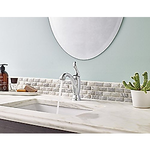 Delta Faucet Linden Single Hole Bathroom Faucet, Single Handle Bathroom Faucet Chrome, Bathroom Sink Faucet, Diamond Seal Technology, Drain Assembly, Chrome 594-MPU-DST