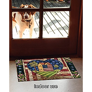 Toland Home Garden 800049 American Folk Heart Summer Door Mat 18x30 Inch Welcome Outdoor Doormat for Entryway Indoor Entrance