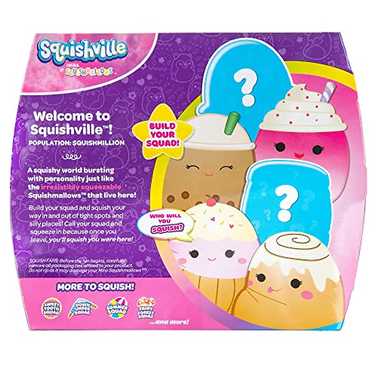 Squishville by Original Squishmallows Sweet Tooth Squad Plush - 2-Inch Bernice, Chanel, Cinnamon, Carmelita, Maya & Clara Plush - Toys for Kids