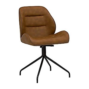 Calico Designs Devonport Swivel Armless, No Casters, Home Office Accent Chair in Black Metal 4-Star Base/Anitque Spotted Copper Faux Leather with Stitch Detail
