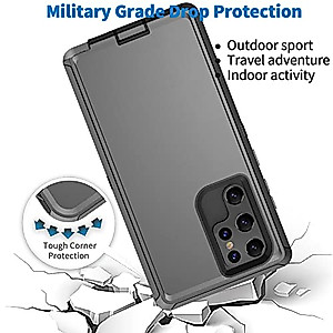 Bisbkrar Defender Case for Samsung Galaxy S22 Ultra 5G, Phone Case [Military Grade] 3 in 1 Shockproof Rugged Protective, Heavy Duty Bumper Cover for Galaxy S22 Ultra 5G(Black(with Belt Clip)) (Black)